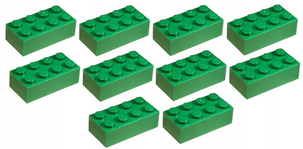 LEGO cegły 2x4 zielone 3001 10 szt NOWE - 10904619107 - oficjalne archiwum Allegro