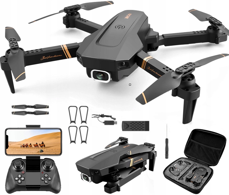 DRON V4 4DRC RICHIE KAMERY 4K HD RC ZOOM 20min - 11284793313 ...