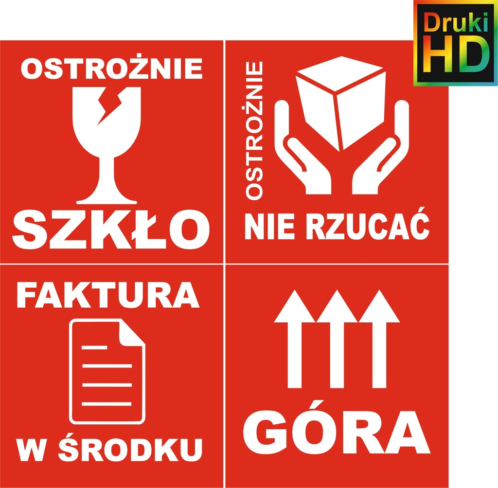 UWAGA SZKŁO NIE RZUCAĆ etykiety naklejki 500 szt - 7722242286 ...