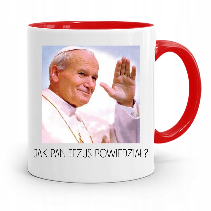 KUBEK CZERWONY PAPIEŻ PAPAJ JAN PAWEŁ II PREZENT z Nadrukiem ze Zdjęciem - 11455923060 ...