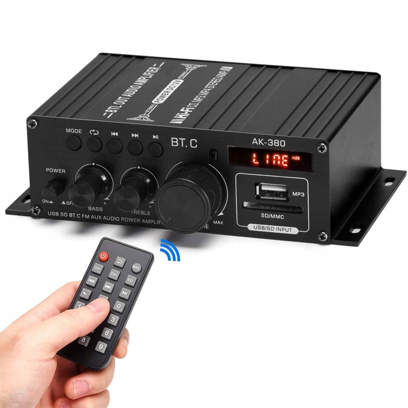 AMPLITUNER WZMACNIACZ STEREO BLUETOOTH AK380 800W - 12837416299 - oficjalne archiwum Allegro