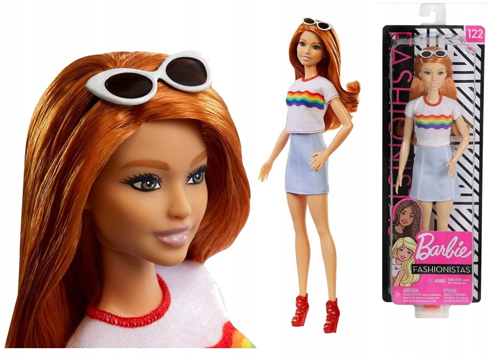 MATTEL LALKA BARBIE FASHIONISTAS MODNA RUDE WŁOSY - 9022137826 ...