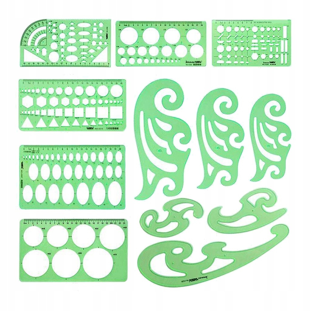 12Pcs Measuring Plastic Templates Circle Template Geometric Drawing ...
