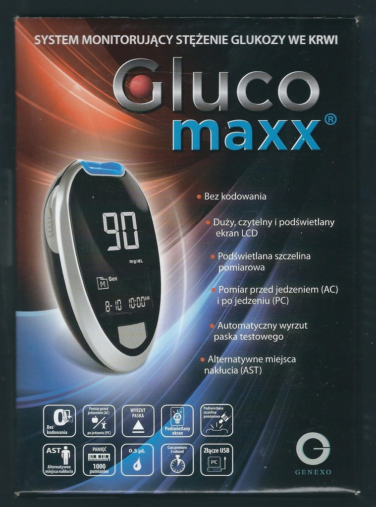 Glukometr Glucomaxx + 10 szt. pasków testowych - 12069330639 ...