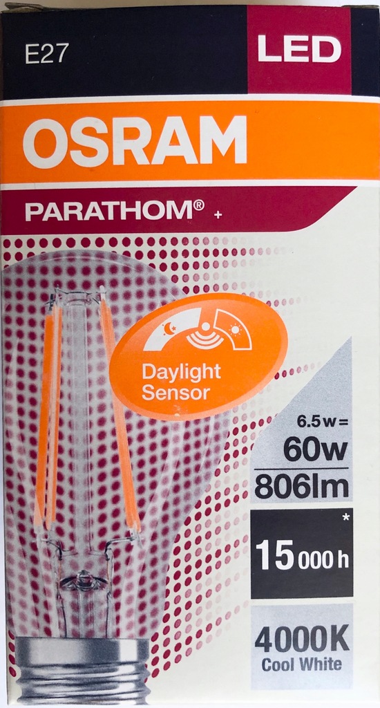 Żarówka LED OSRAM SENSOR czujnik zmierzch 6,5W E27 - 8699486190 - oficjalne archiwum Allegro