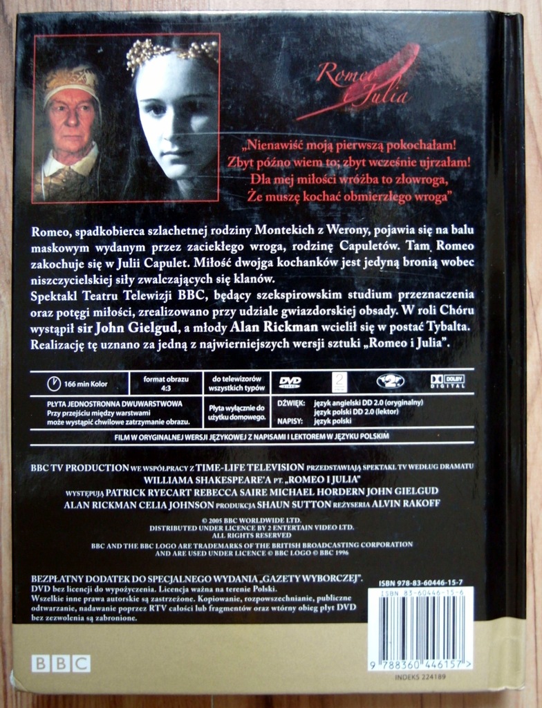 Romeo i Julia DVD spektakl TV BBC ~ John Gielgud - 11380726212 - oficjalne archiwum Allegro