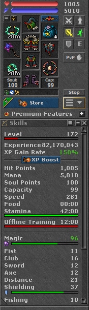 TIBIA 172 MS + 96 Magic Lvl + BONA + EQ + FREE RK - 13024273038 - oficjalne archiwum Allegro