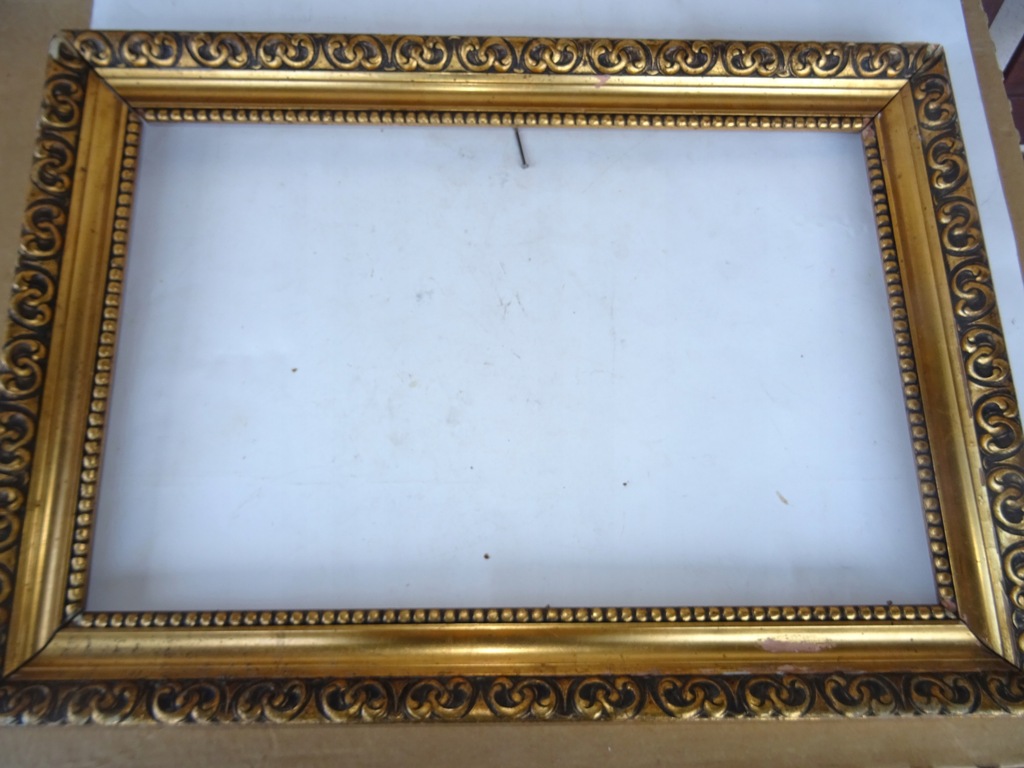 STARA złota duza RAMA PROFILOWANA KWIATOWA DREWNO - 14549186800 ...