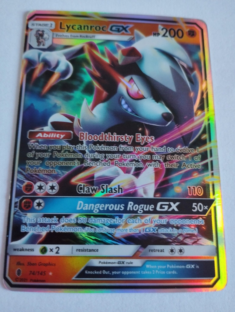 legendarna Karta Pokemon LYCANROC ODBLASKOWA - 12711719354 - oficjalne archiwum Allegro