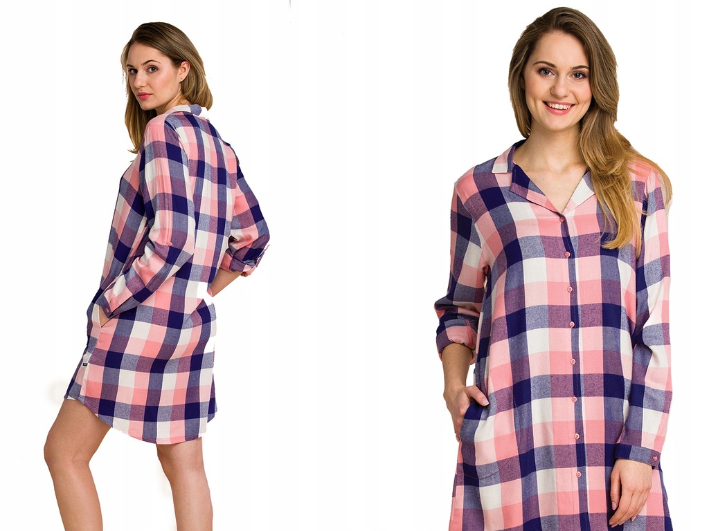 KEY Key ROZPINANA KOSZULA NOCNA W KRATĘ LND 405 NI - 10190833581 ...