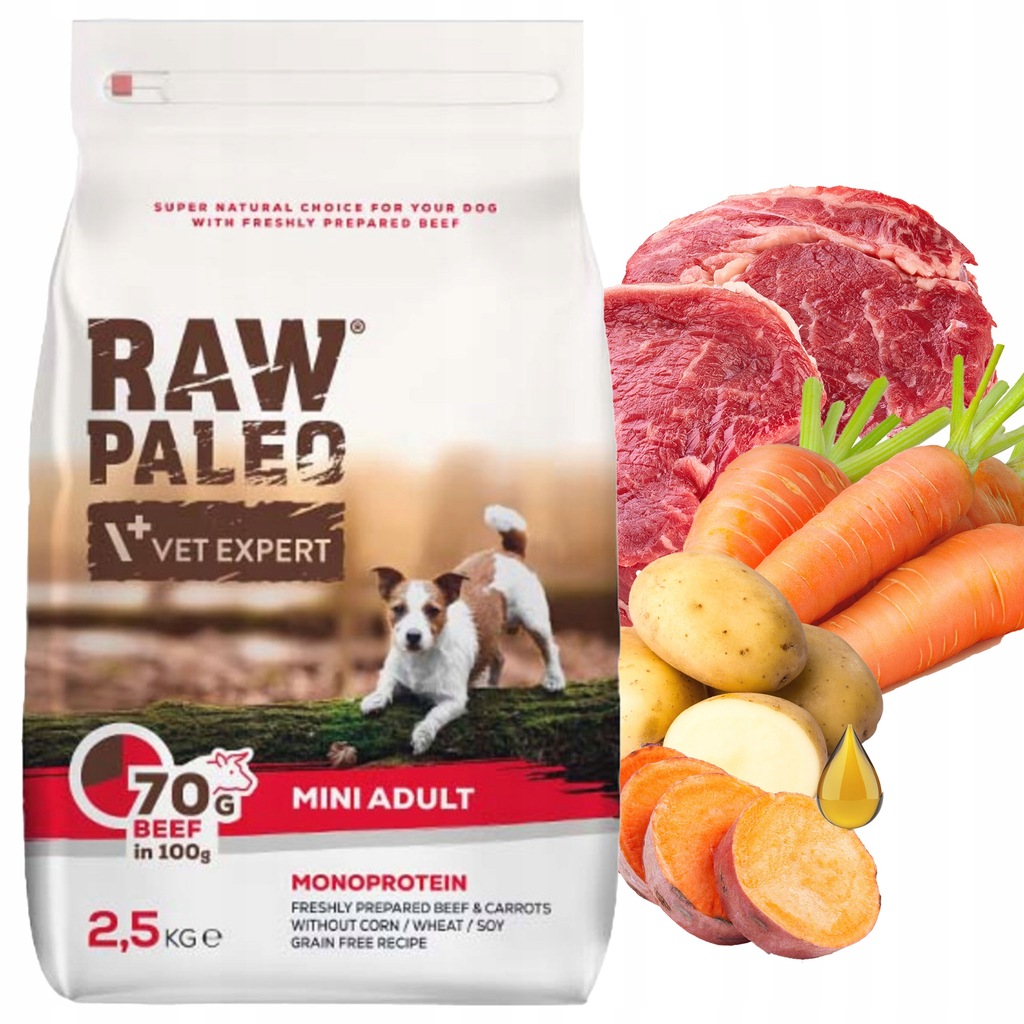 RAW PALEO Adult Mini karma sucha dla psa małych ras Wołowina 2,5kg - 14981326859 - oficjalne ...