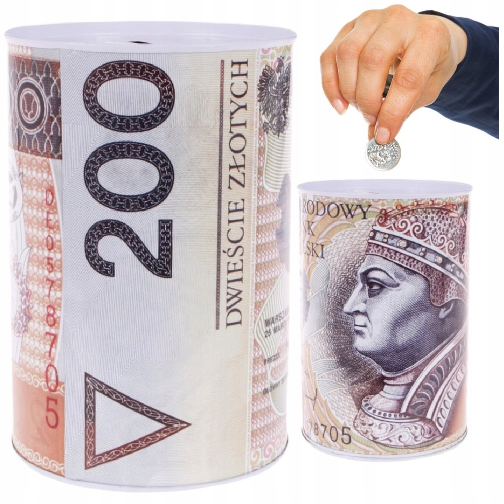 SKARBONKA PUSZKA METALOWA PIENIĄDZE BANKNOT - 13682943221 - oficjalne archiwum Allegro