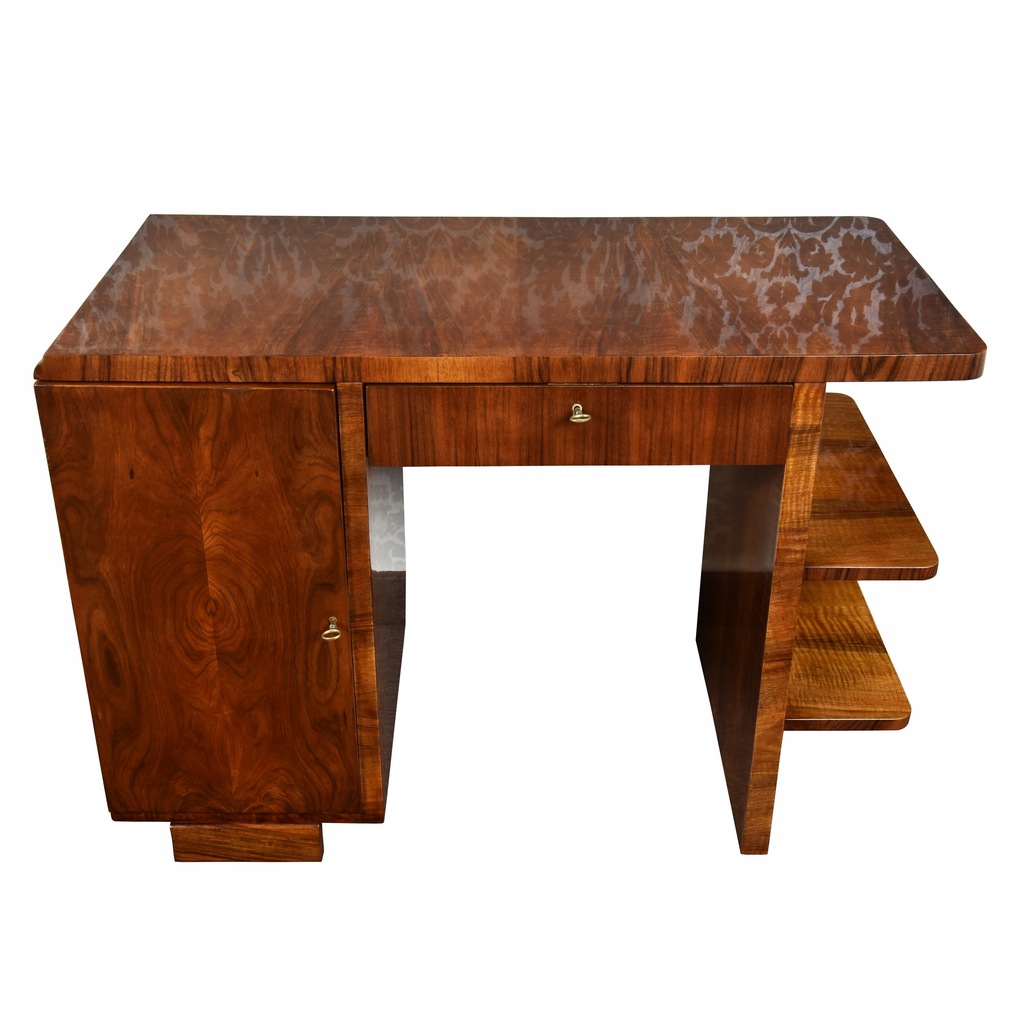 MAŁE DWUSTRONNE BIURKO ART DECO LATA 30, 40 ORZECH - 11727347407 ...