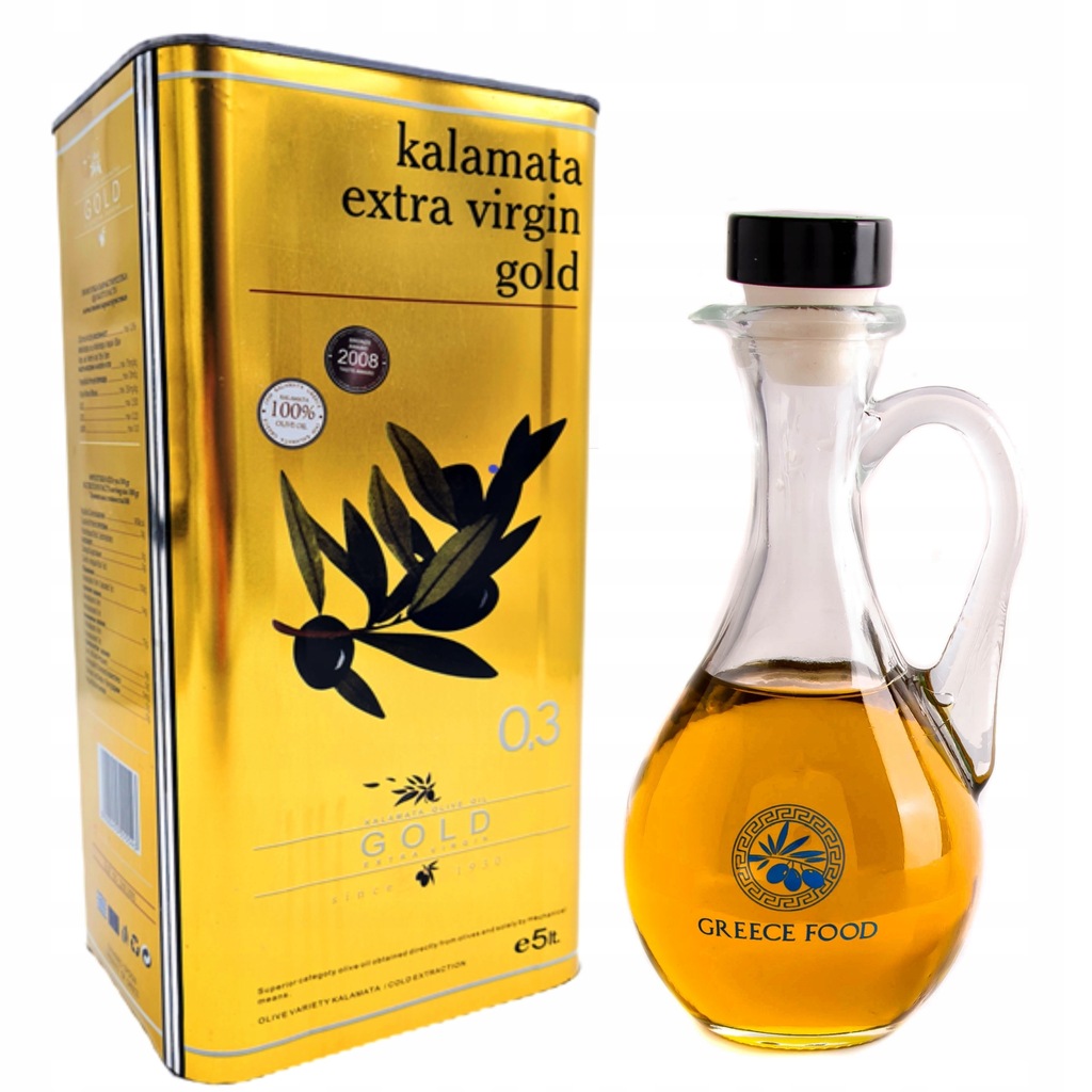 Oliwa z oliwek Extra Virgin Gold Kalamata 5l, Grecka oliwa + Butelka ...