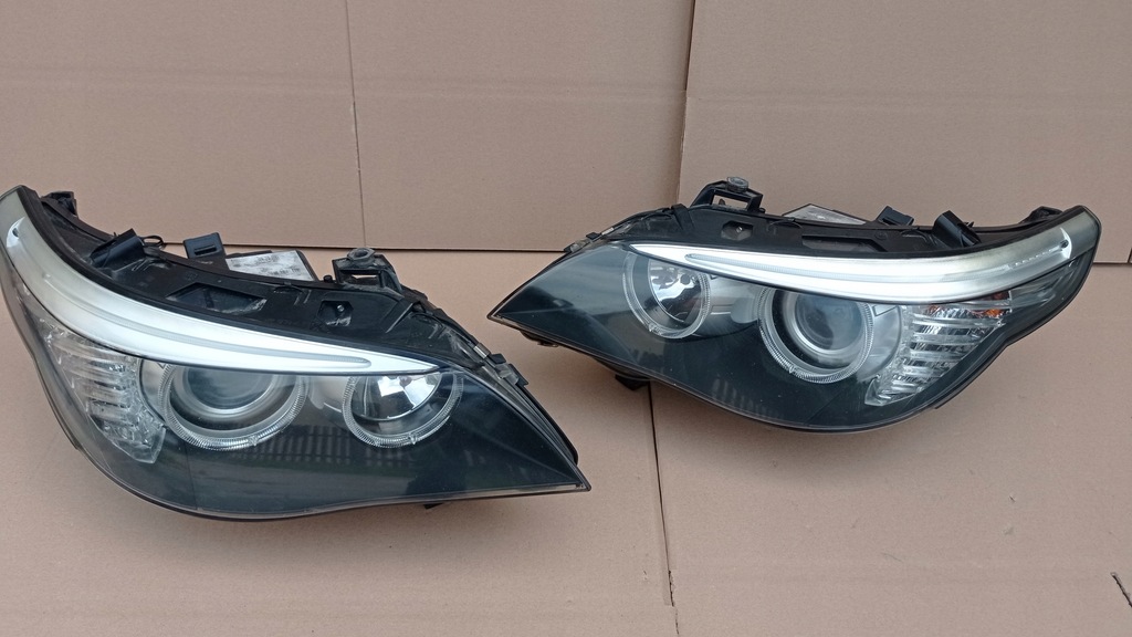 Lampy BMW E60 E61 Lift H7 zwykłe komplet bdb. - 12372750526 - oficjalne archiwum Allegro
