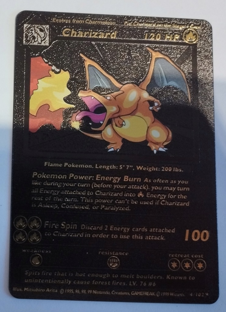 CZARNA KARTA POKEMON CHARIZARD 4/102 - 12763491770 - oficjalne archiwum Allegro
