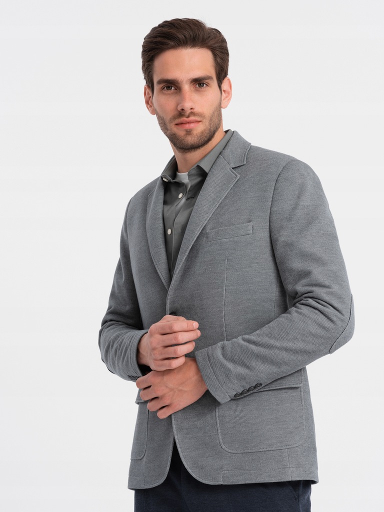 Marynarka męska casual OM-BLZB-0108 light grey L defekt - 17256661847 ...