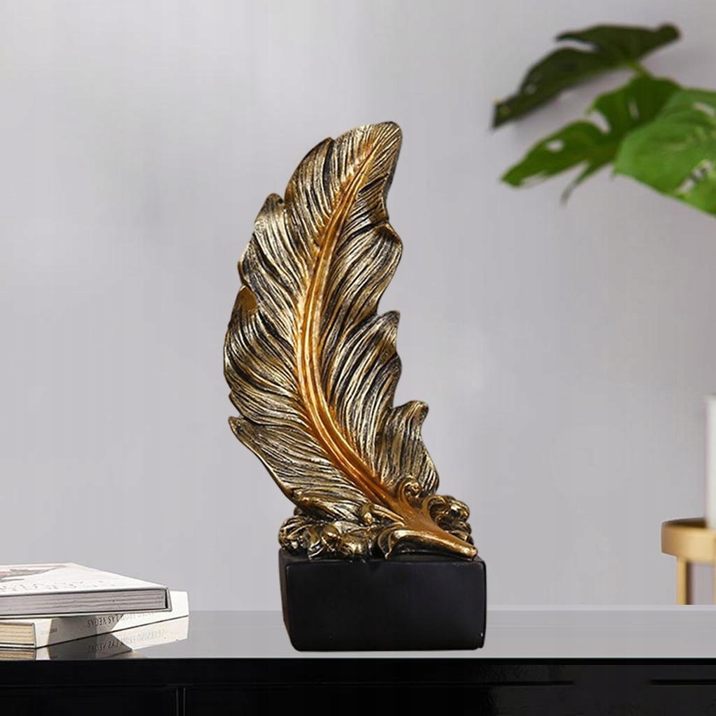 Creative Art Noble Feather Sculpture Statue Crafts Bedroom Gold ...
