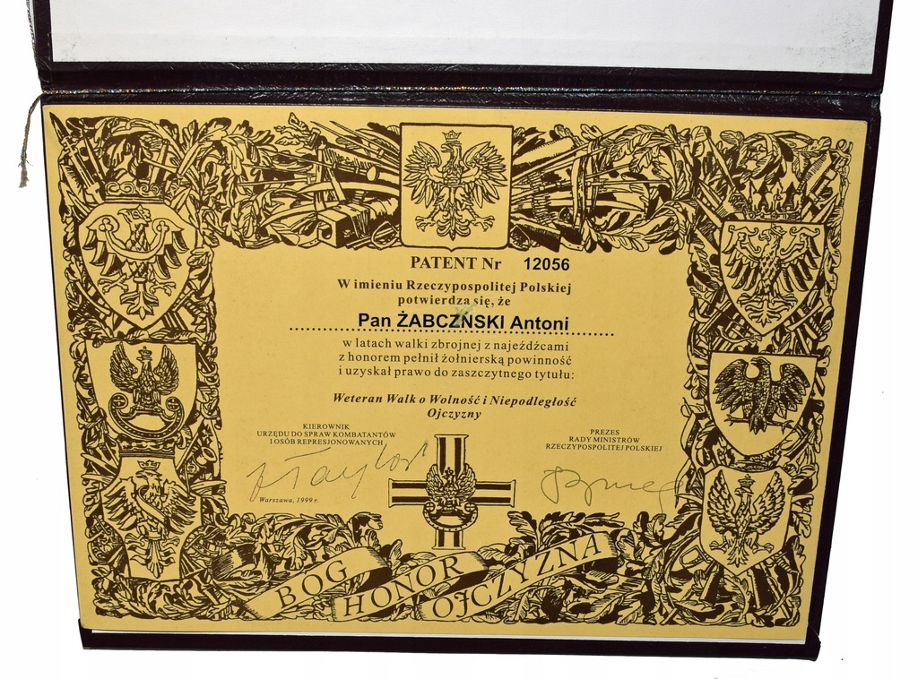 DYPLOM - Weterana Walk o Niepodległość Ojczyzny - podpis Premiera ...
