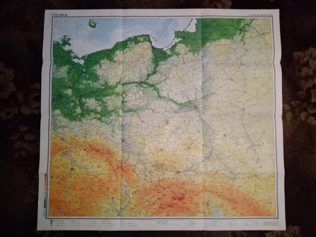 Polska PRL mapa fizyczna duża wyprzedaż tanio BCM - 11626084102 ...