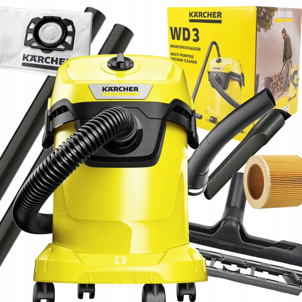 MOCNY ODKURZACZ KARCHER WD3 KOMPLETNY ZESTAW 1000W WYDMUCH ORYGINAŁ - 14430327189 - oficjalne ...