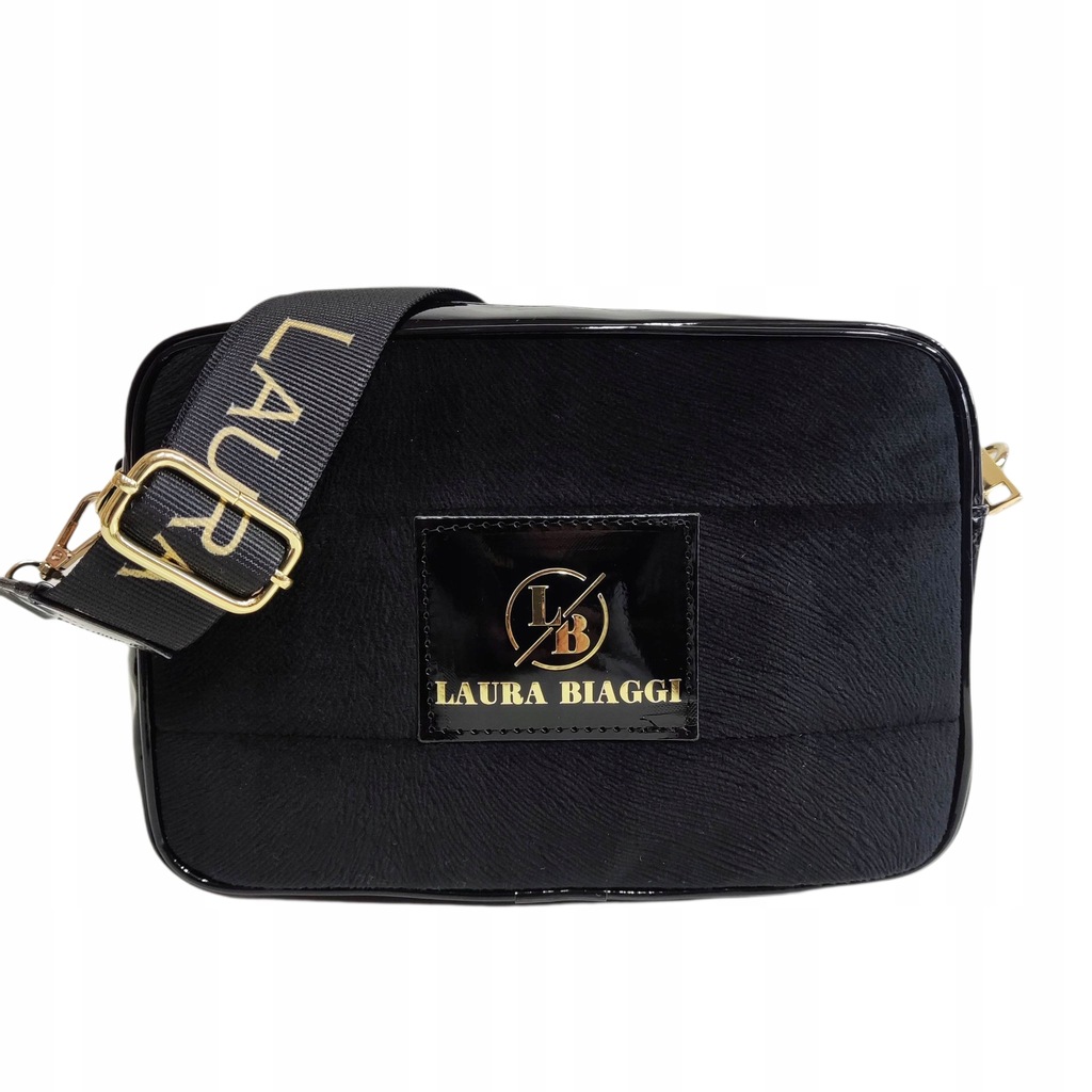 Torebka listonoszka Laura Biaggi czarna welurowa - 12709951221 - oficjalne archiwum Allegro