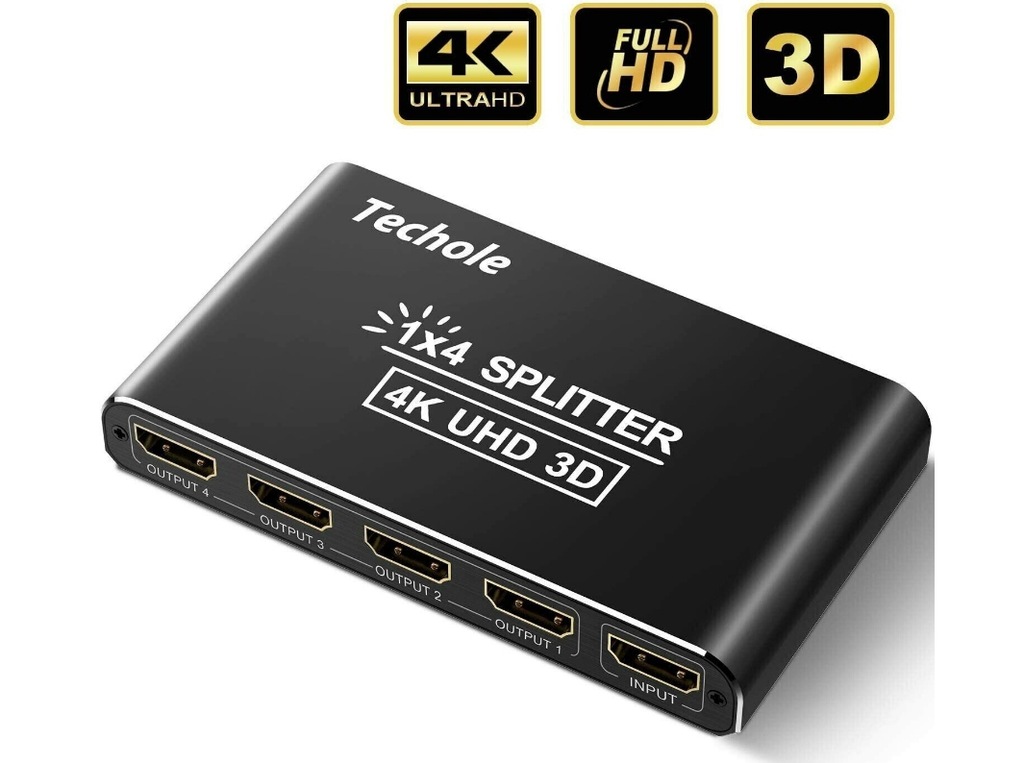 Rozdzielacz 4K HDMI 1 na 4 wyjścia Techole 3D UHD - 14255410556 - oficjalne archiwum Allegro