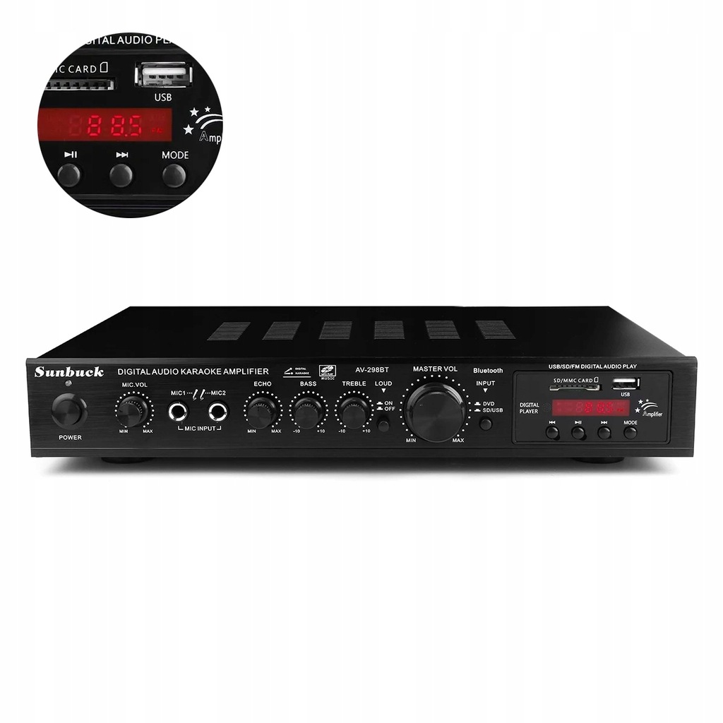 WZMACNIACZ AUDIO BLUETOOTH RADIO FM ODTWARZACZ AMPLITUNER STEREO MOCNY - 17345437557 - oficjalne ...