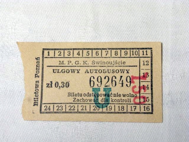 MPGK Świnoujście - lata 60. _ bilet 68 - 13074411384 - oficjalne archiwum Allegro