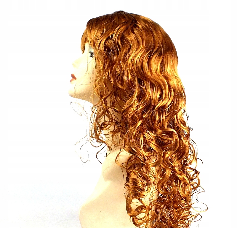 Peruka długa loki rudy - grzywka - 12958768923 - oficjalne archiwum Allegro