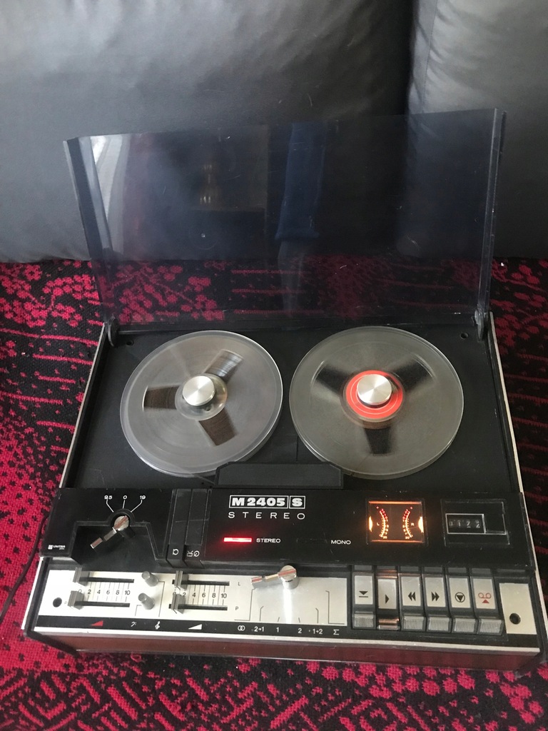 Magnetofon szpulowy PRL Unitra M2405S, nowe paski - 13056430405 - oficjalne archiwum Allegro