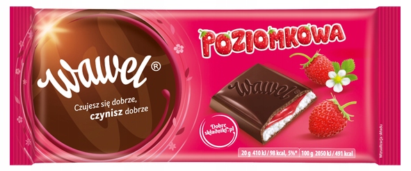 Wawel Czekolada Nadziewana POZIOMKOWA 100g - 11243206728 - oficjalne archiwum Allegro