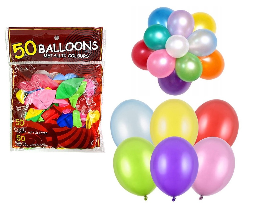 BALONY KOLOROWE URODZINY BAL ŚLUB ZESTAW 50szt - 12225620452 - oficjalne archiwum Allegro