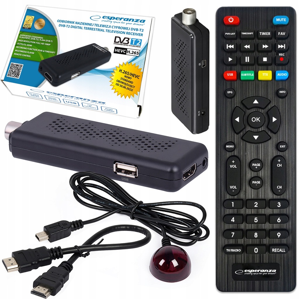 DEKODER TUNER TV HD DVB-T2 HEVC H.265 MINI STICK - 12542886947 ...