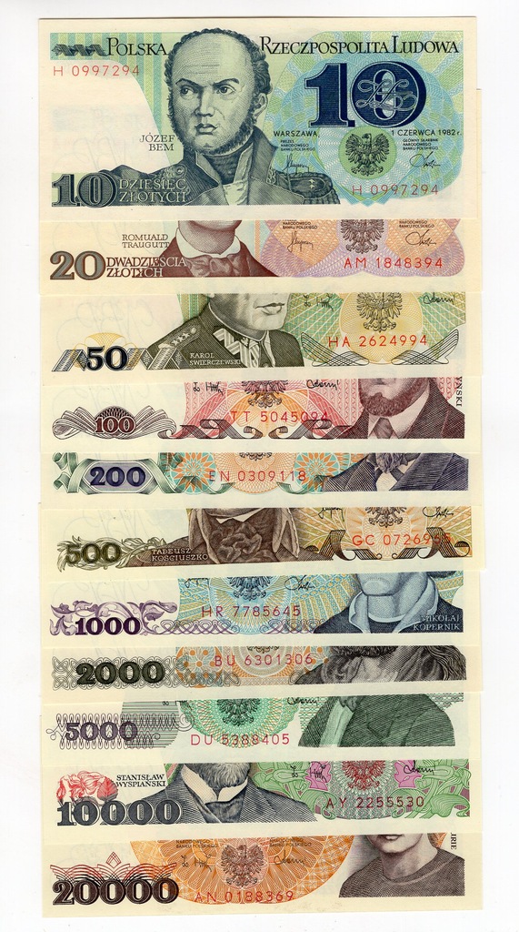 Wielcy Polacy zestaw 11 banknotów 10-20 000 zł - 13576249793 ...