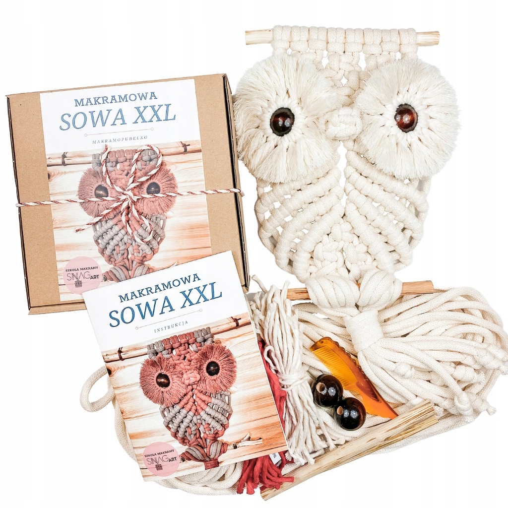 Makramowa sowa XXL. Zestaw do makramy DIY - 12693190187 - oficjalne archiwum Allegro