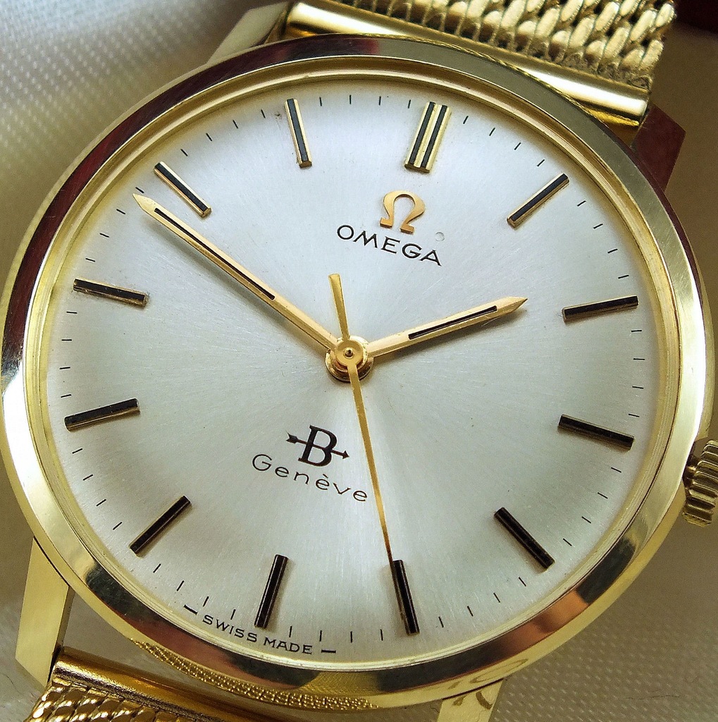 OMEGA 14K 585 Lite ZŁOTO zegarek SILVER SOLAR IDEALNY DOSKONAŁY STAN ...