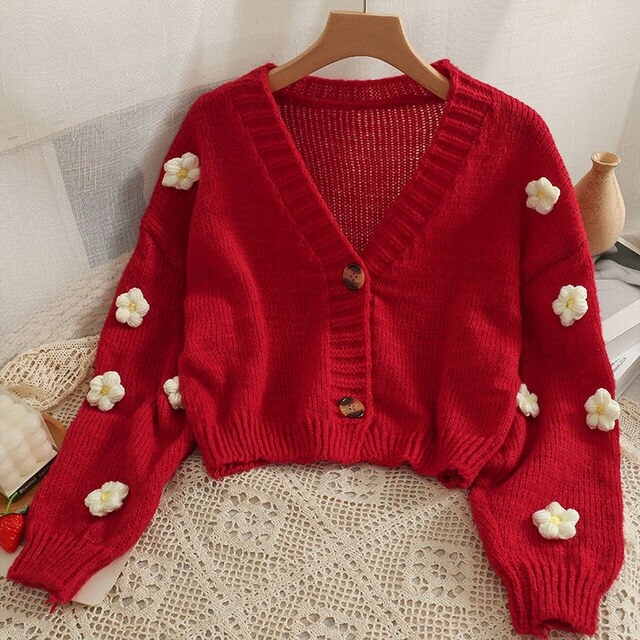 Cut sweter 3D kwiaty - 13065442121 - oficjalne archiwum Allegro