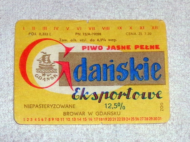 Piwo Gdańskie Jasne Eksportowe - etykieta . - 15140983125 - oficjalne archiwum Allegro