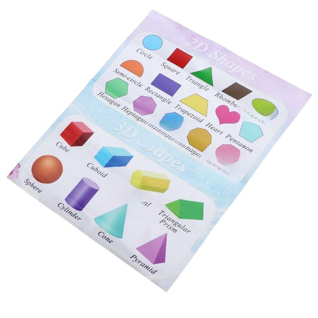 CHILDREN EARLY EDUCATION WALL MAP SELF-ADHESIVE 2D AND 3D SHAPES CHART ...