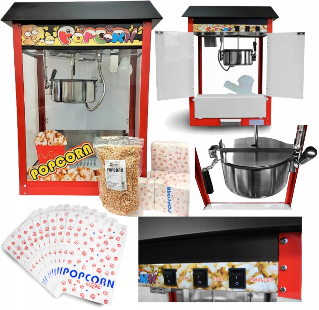 MASZYNA DO POPCORNU ZESTAW AKCESORIA POPCORN - 12083111405 - oficjalne ...