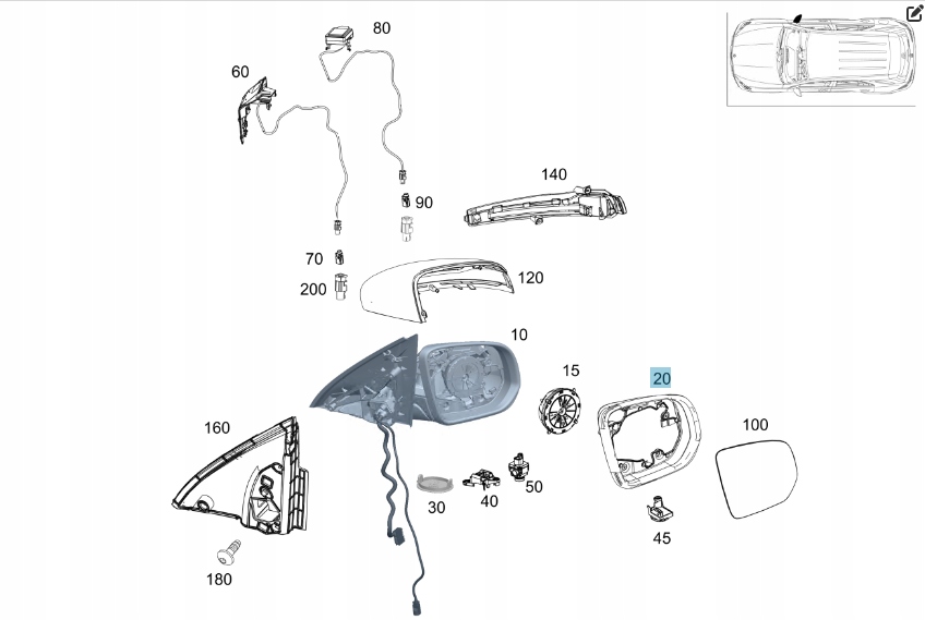 Osłona wkładu lusterka Mercedes-Benz GLE W167 - 13230752065 - oficjalne ...