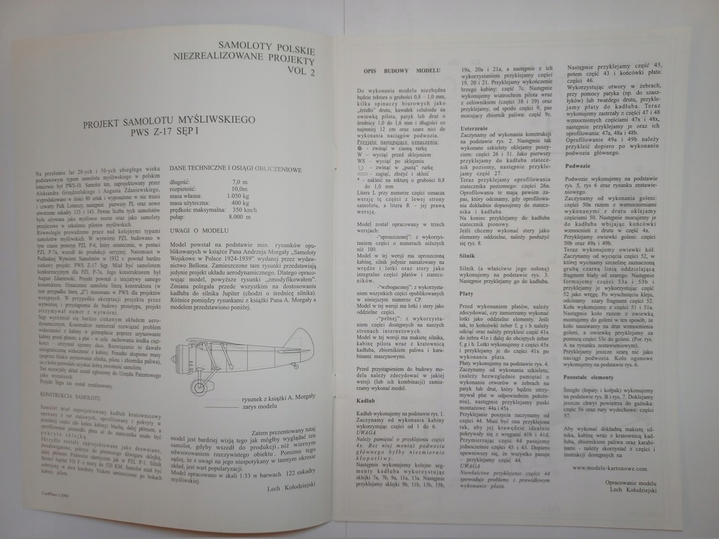 Projekt samolotu myśliwskiego PWS Z-17 SĘP I 1:33 - 11541277305 ...
