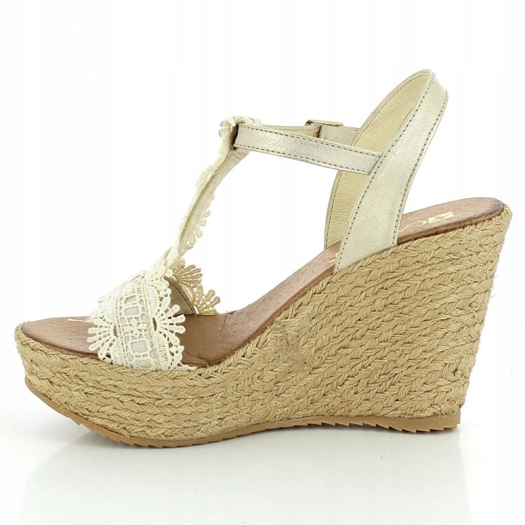 Carinii sandały damskie skórzane na koturnie B4942 - 8169254830 ...