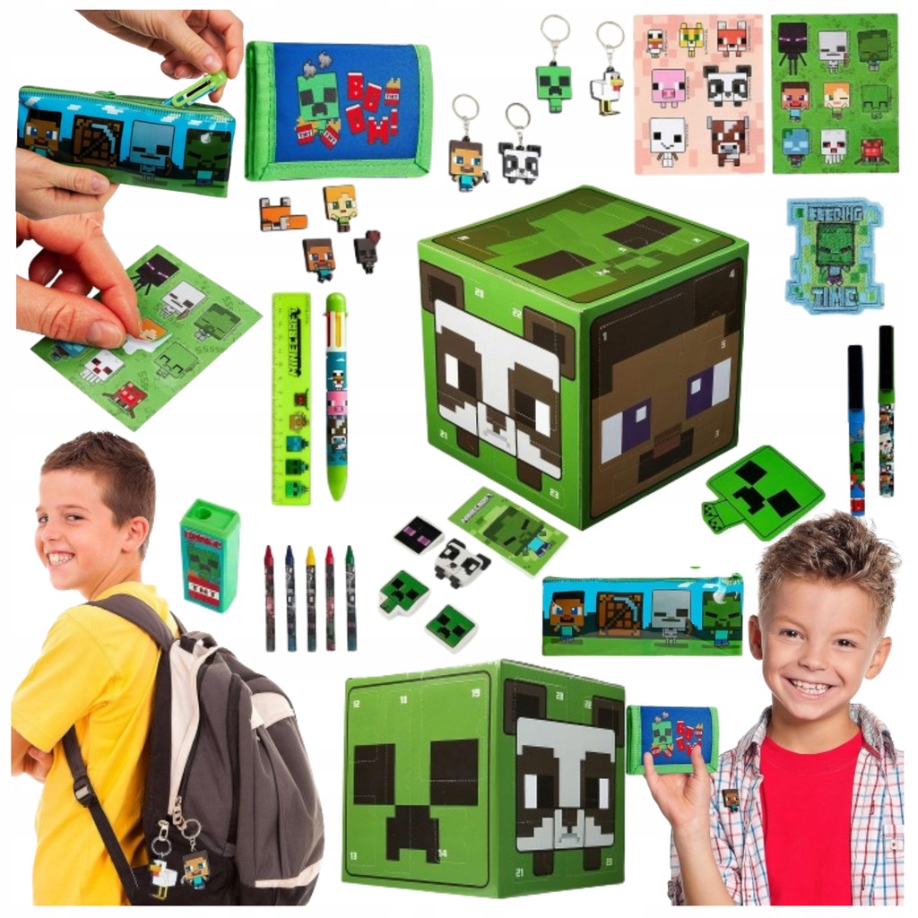 Kalendarz adwentowy MINECRAFT prezent chłopca gadżety piórnik portfel z ...