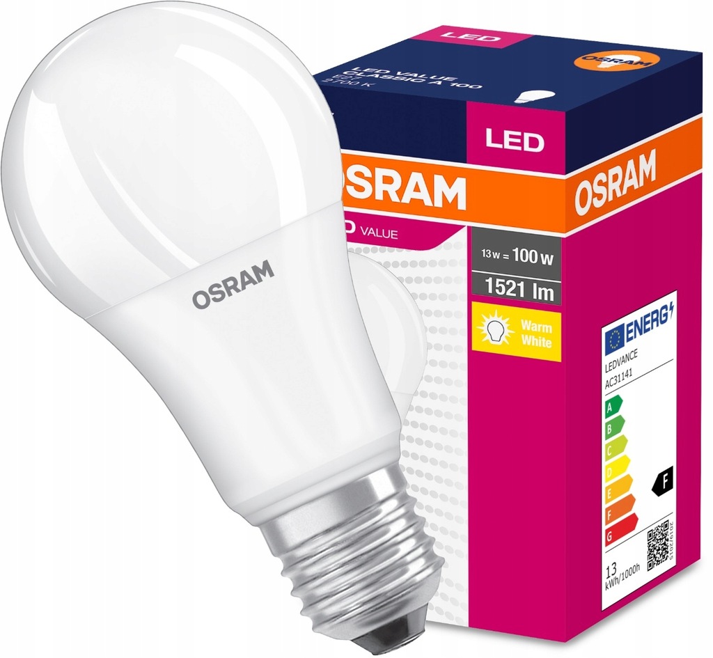 Żarówka LED E27 A60 13W = 100W 1521lm 200° OSRAM - 11727558727 - oficjalne archiwum Allegro