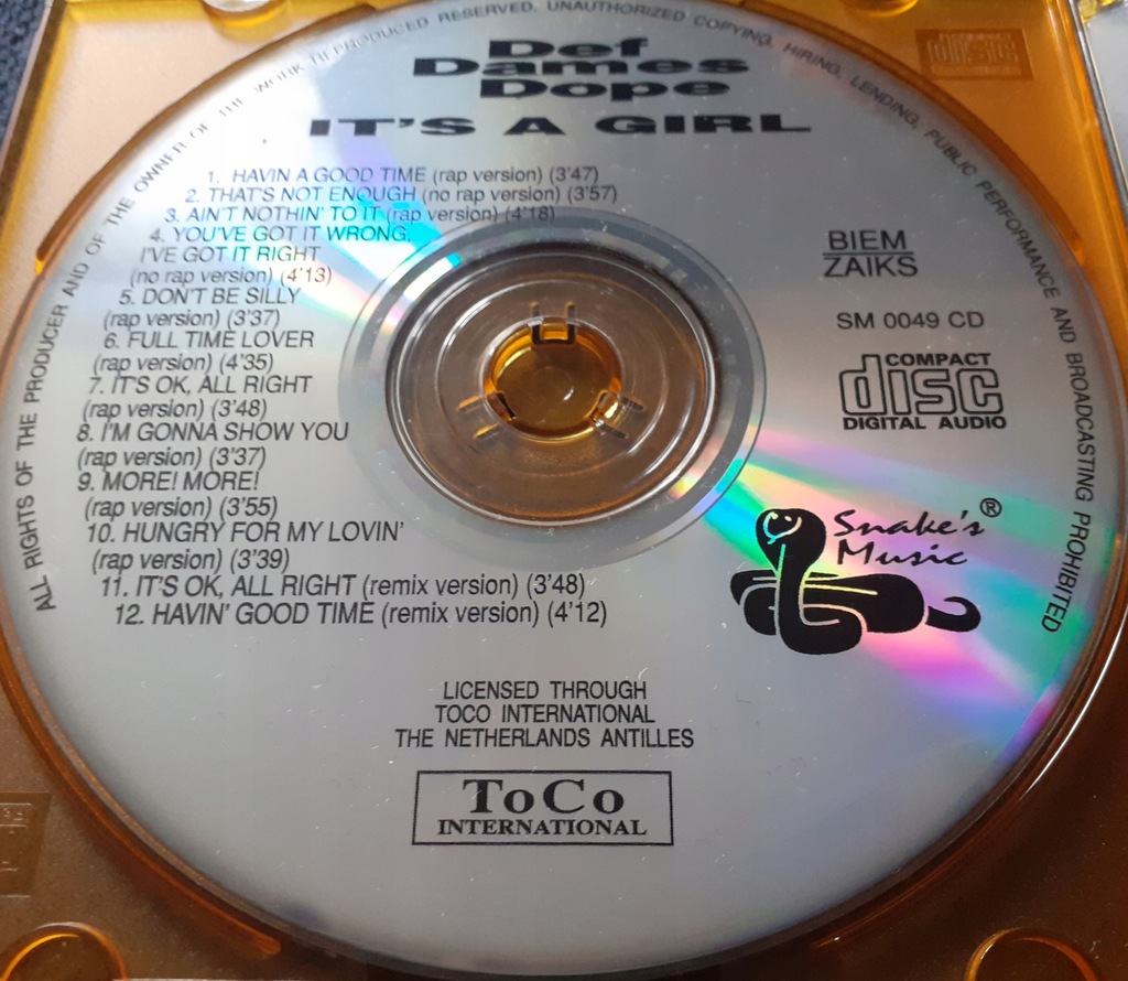 Def Dames Dope Its A Girl cd Snakes Euro 90s - 12736421721 - oficjalne ...