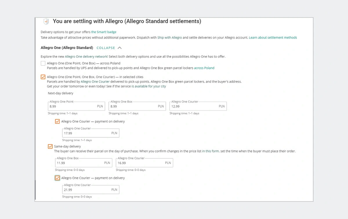 如何通过Allegro One (Point, Box, 快递) 发送包裹 - 在波兰Allegro上销售 - 帮助中心 - Allegro.pl