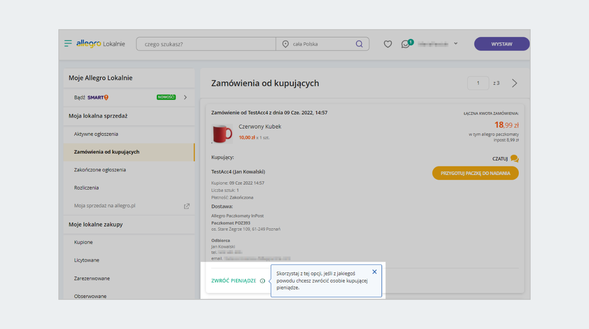 Jak zwrócić kupującemu wpłatę na Allegro Lokalnie - Allegro Pomoc