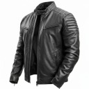 Kurtka Skórzana Męska Motocyklowa Czarna Cafe Racer Chopper - 3XL ...